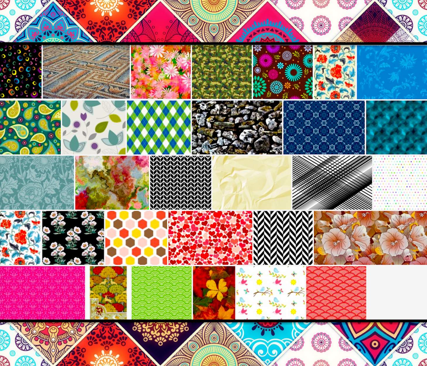 Solve Colorful Patterns jigsaw puzzle online with 120 pieces