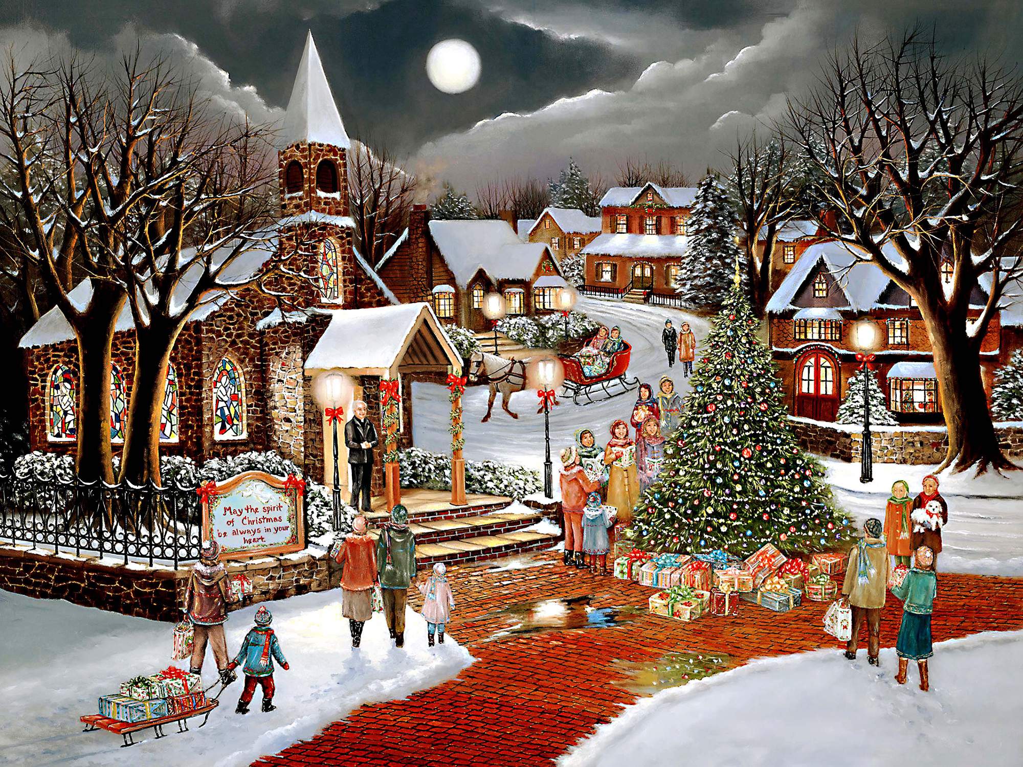 Solve H.Hargrove-The Spirit of Christmas jigsaw puzzle online with 300 ...