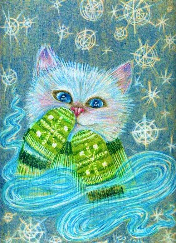 Solve Le chat emmitouflé jigsaw puzzle online with 88 pieces
