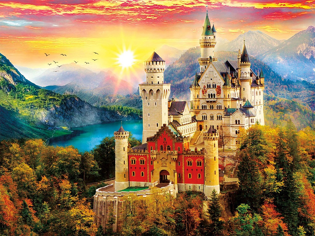 Solve Neuschwanstein Castle in Germany jigsaw puzzle online with 88 pieces