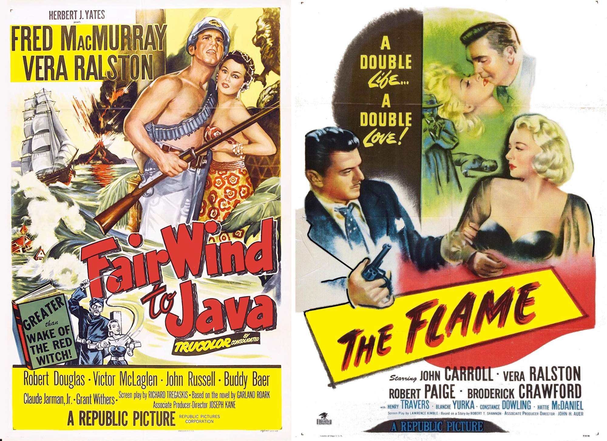 Solve Fair Wind to Java ~ 1953 and The flame ~ 1947 jigsaw puzzle online with 588 pieces