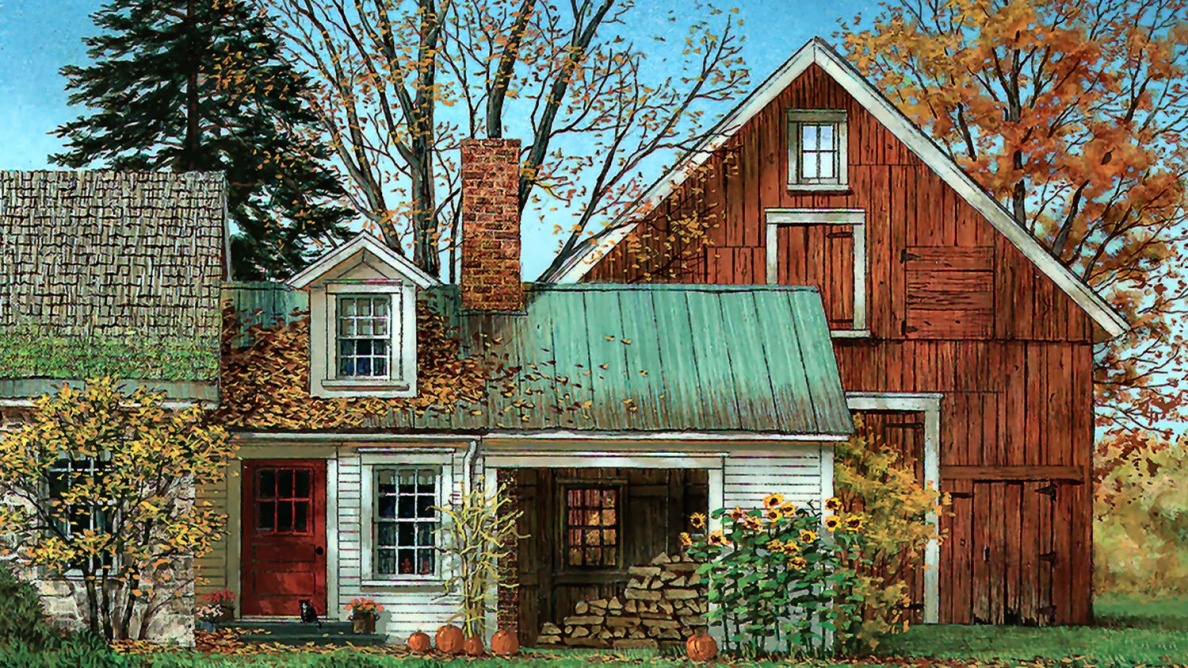 Solve Old Farm in Autumn jigsaw puzzle online with 84 pieces