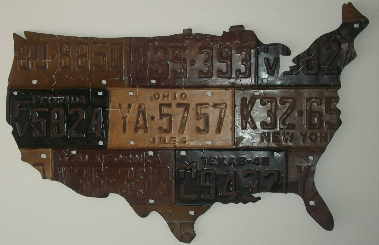 Solve US Map in license plates jigsaw puzzle online with 104 pieces