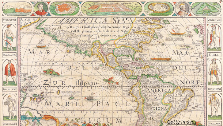 Solve Ancient America Map jigsaw puzzle online with 84 pieces