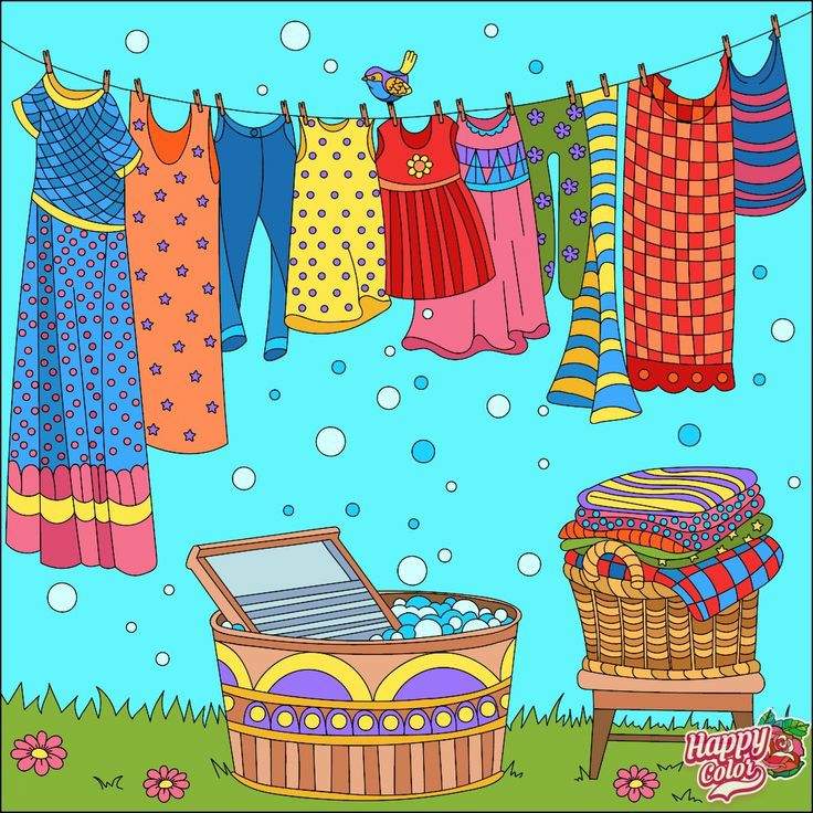 Solve Washing Drying in the Wind jigsaw puzzle online with 64 pieces