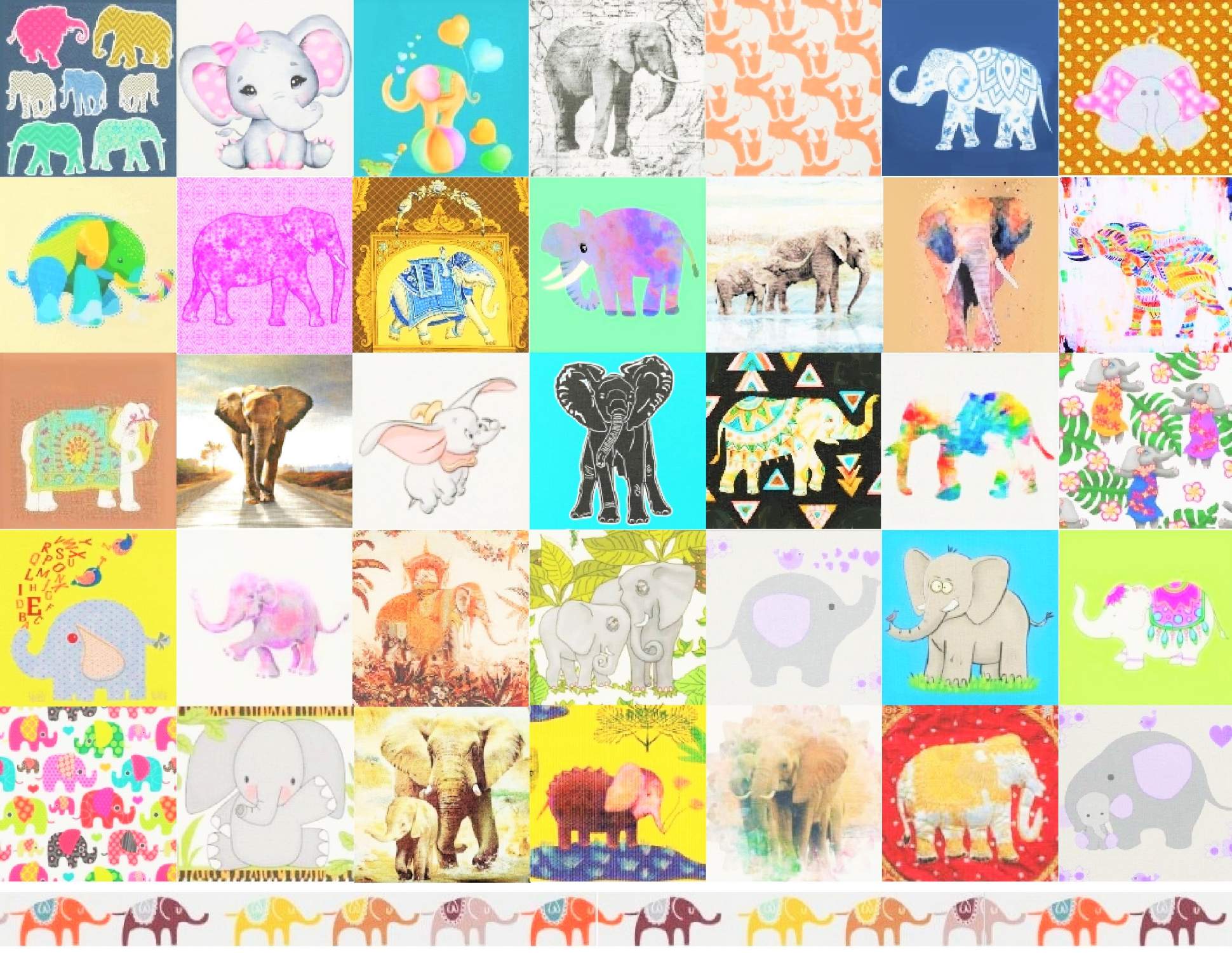 Solve PATCHWORK FOR THE LOVE OF ELEPHANTS jigsaw puzzle online with 252 ...