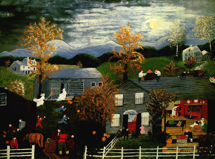 Solve Halloween-Grandma Moses jigsaw puzzle online with 88 pieces