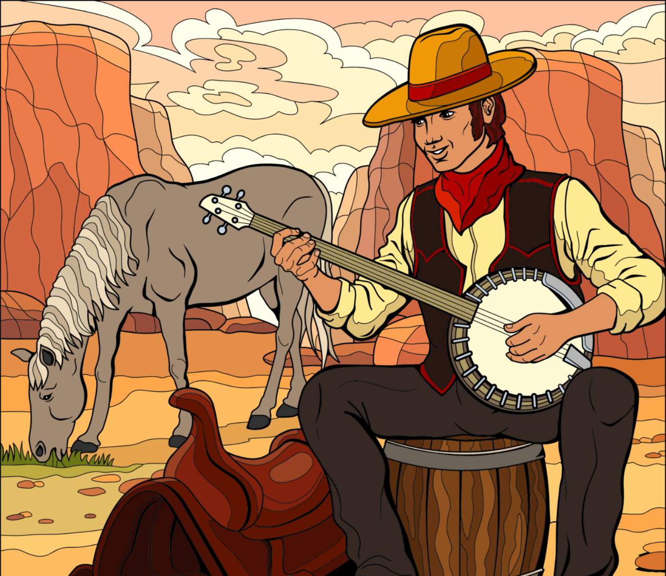 Solve Western banjo jigsaw puzzle online with 90 pieces
