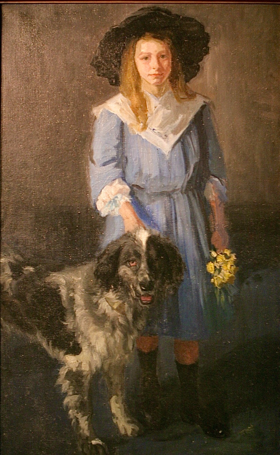 Solve Lilly mit Hund und Blauem Kleid, 1902, Maria Slavona (1865-1931 ...