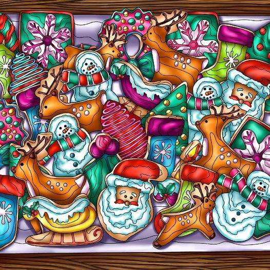 Solve Colorful Christmas Cookies jigsaw puzzle online with 25 pieces