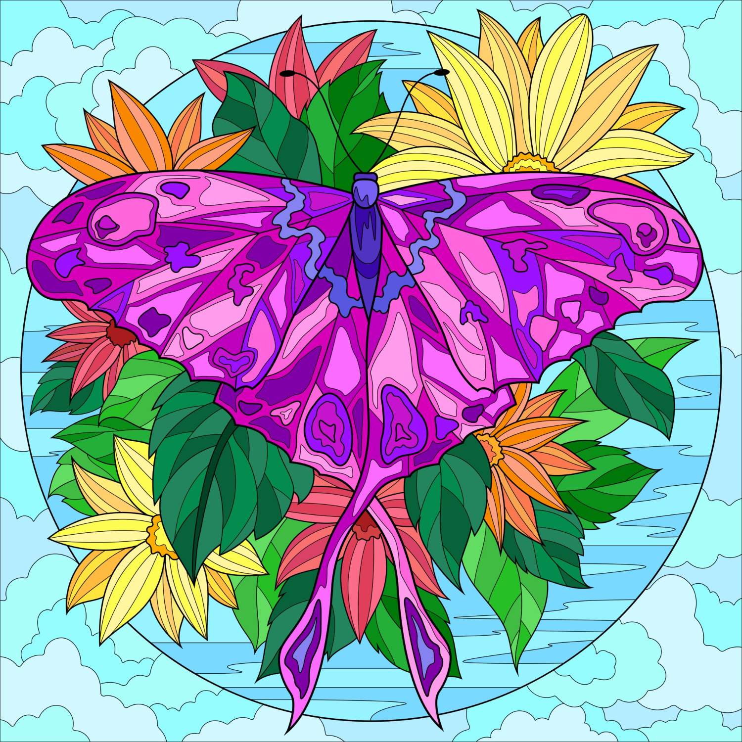 Solve PUZZLE - Butterfly On Flowers & Leaves jigsaw puzzle online with ...