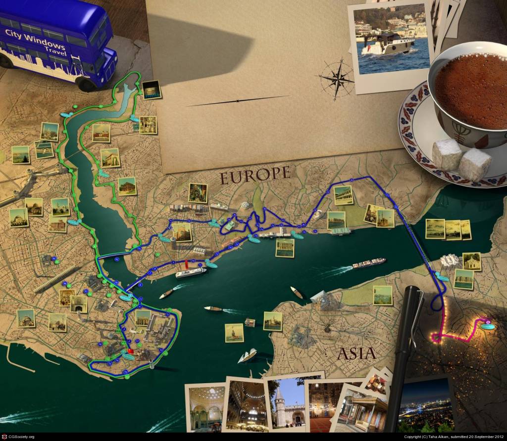 Solve Istanbul Tourist Map jigsaw puzzle online with 255 pieces