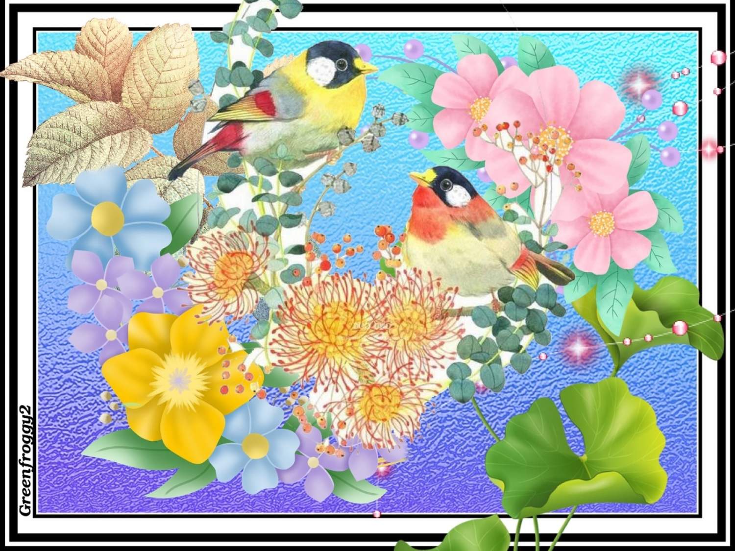 Solve PUZZLE - Birds And Flowers Art jigsaw puzzle online with 80 pieces