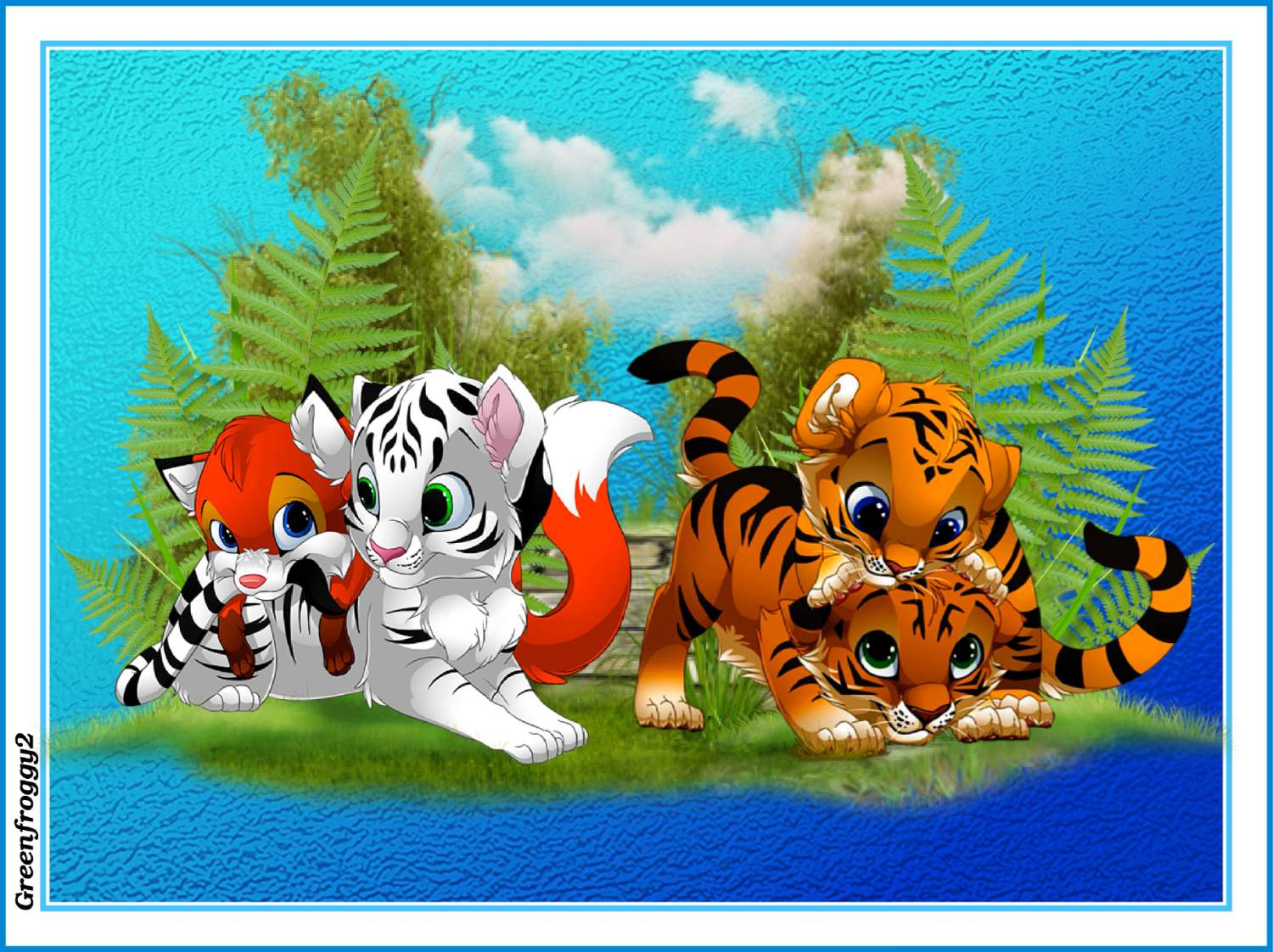 Solve PUZZLE - Cubs At Play II jigsaw puzzle online with 88 pieces