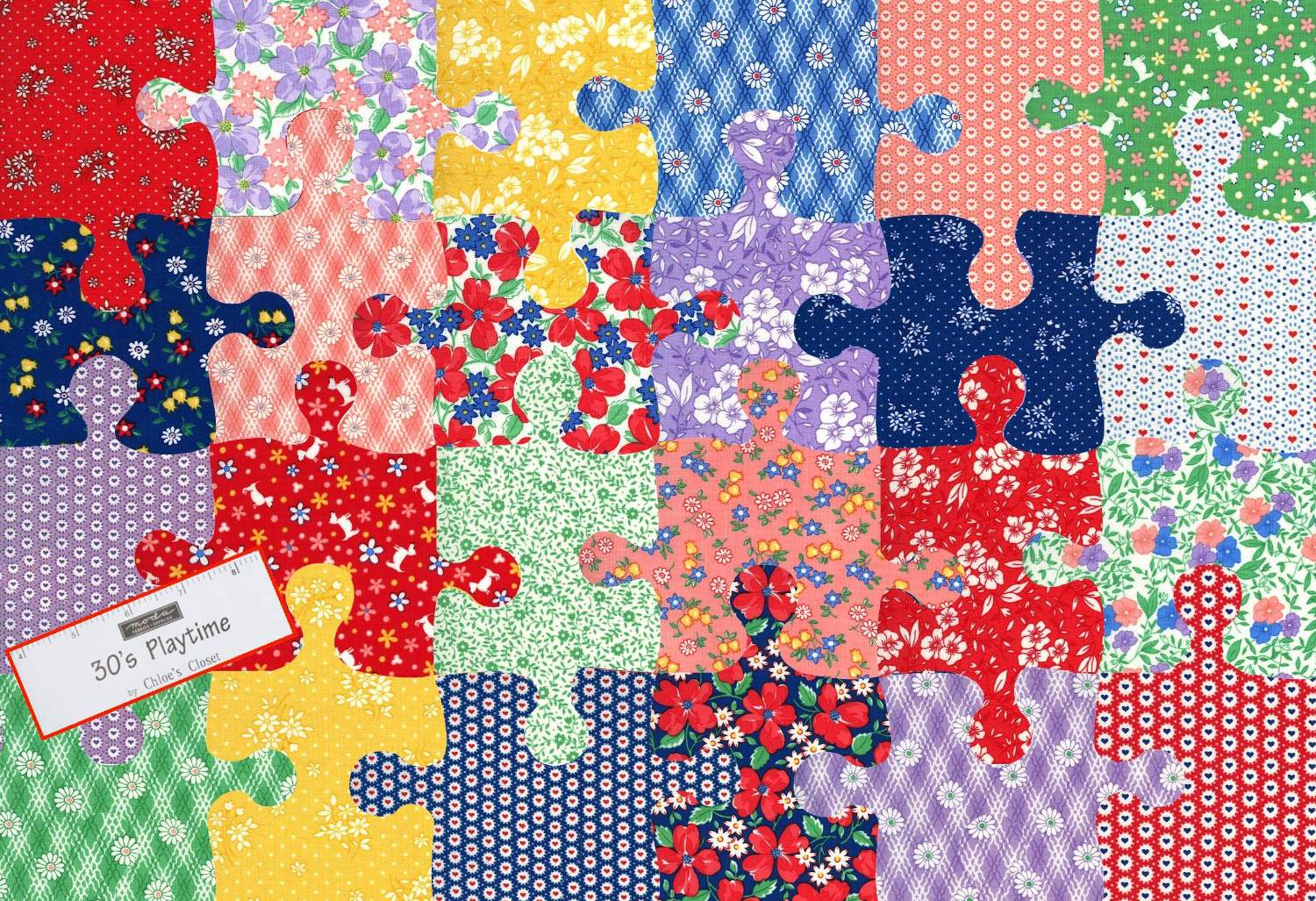 Solve Fabric patchwork - small jigsaw puzzle online with 48 pieces