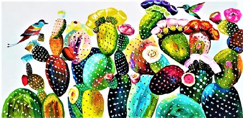Solve COLOURFUL CACTI jigsaw puzzle online with 98 pieces