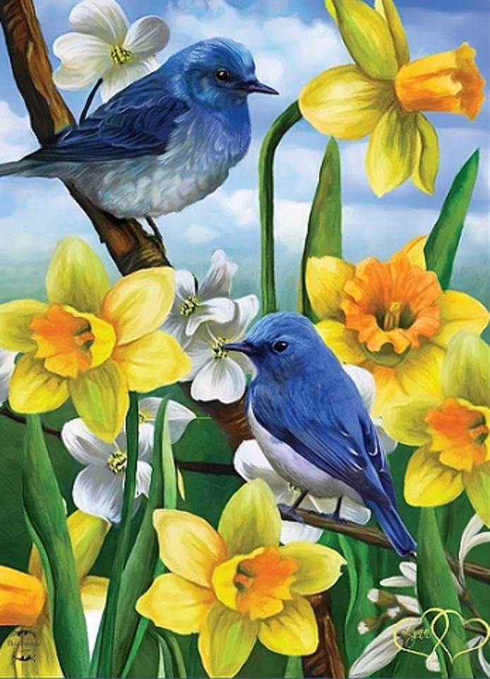 Solve Birds and Flowers jigsaw puzzle online with 88 pieces