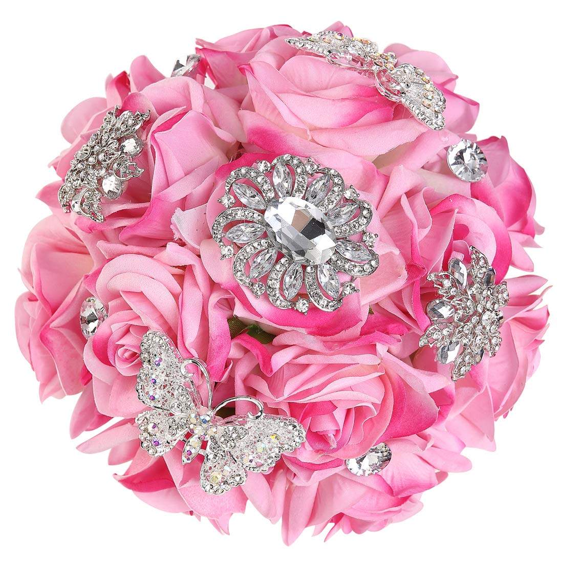 Solve Pink Rose + Bling Bouquet jigsaw puzzle online with 49 pieces
