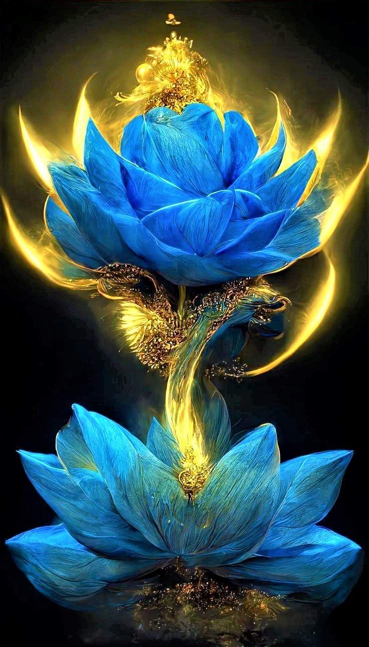 Solve STUNNING BLUE FIRE FLOWER jigsaw puzzle online with 112 pieces