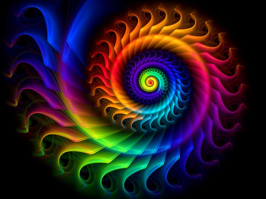 Solve 4 ~ 'Fractal Rainbow Cog-Wheel.' jigsaw puzzle online with 48 pieces