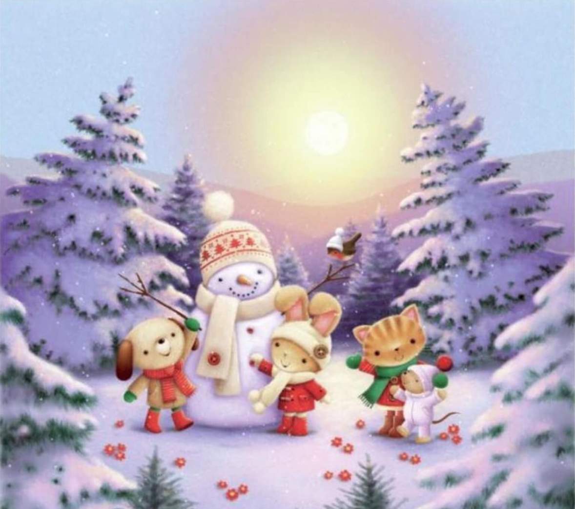 Solve Frosty and his friends jigsaw puzzle online with 30 pieces