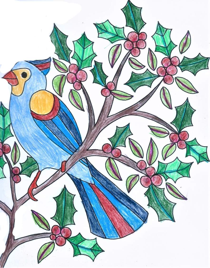 Solve Coloring Winter Bird jigsaw puzzle online with 63 pieces
