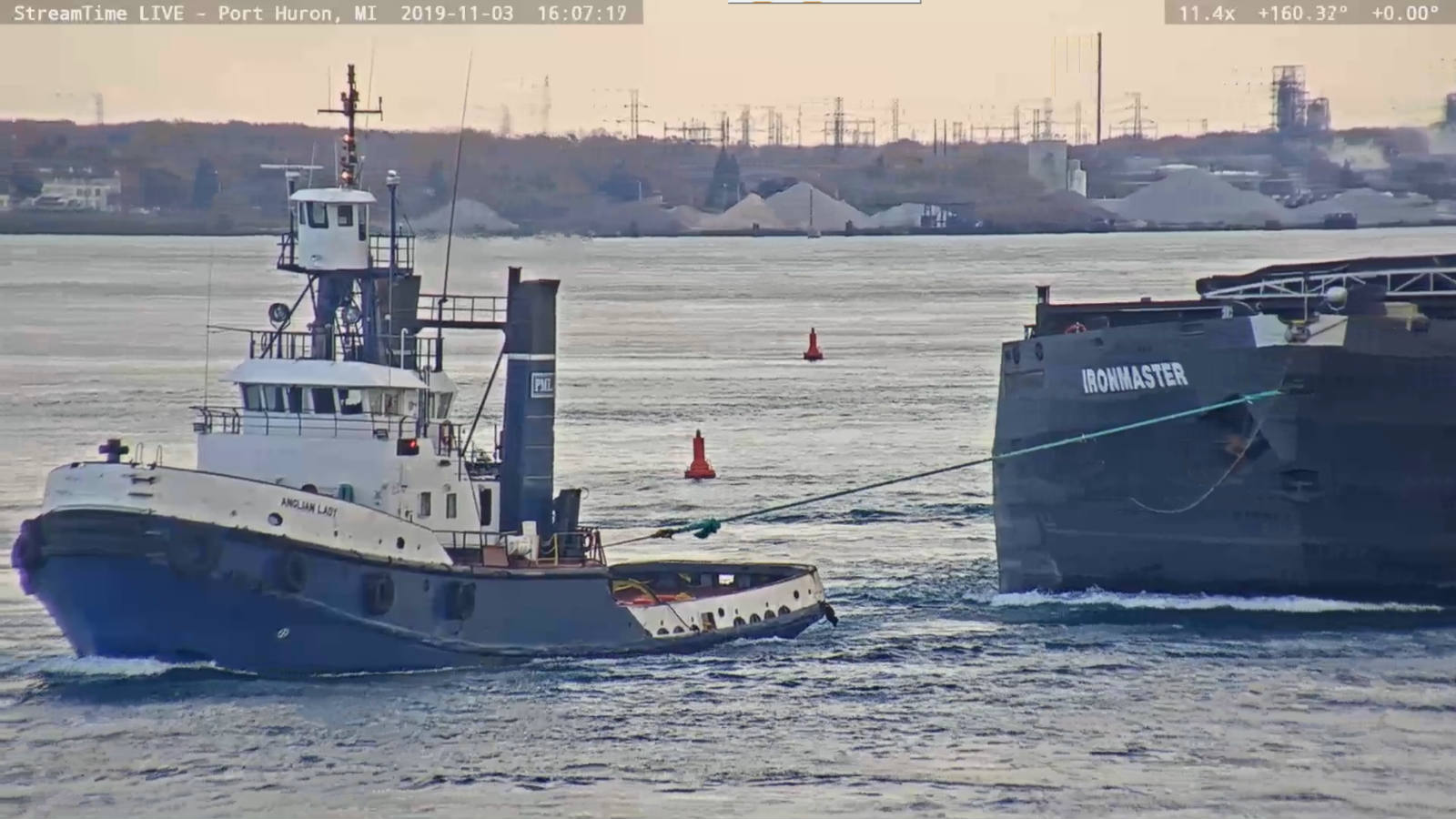 Solve Anglian Lady (CA) (Great Lakes Tug) towing Ironmaster (Barge ...