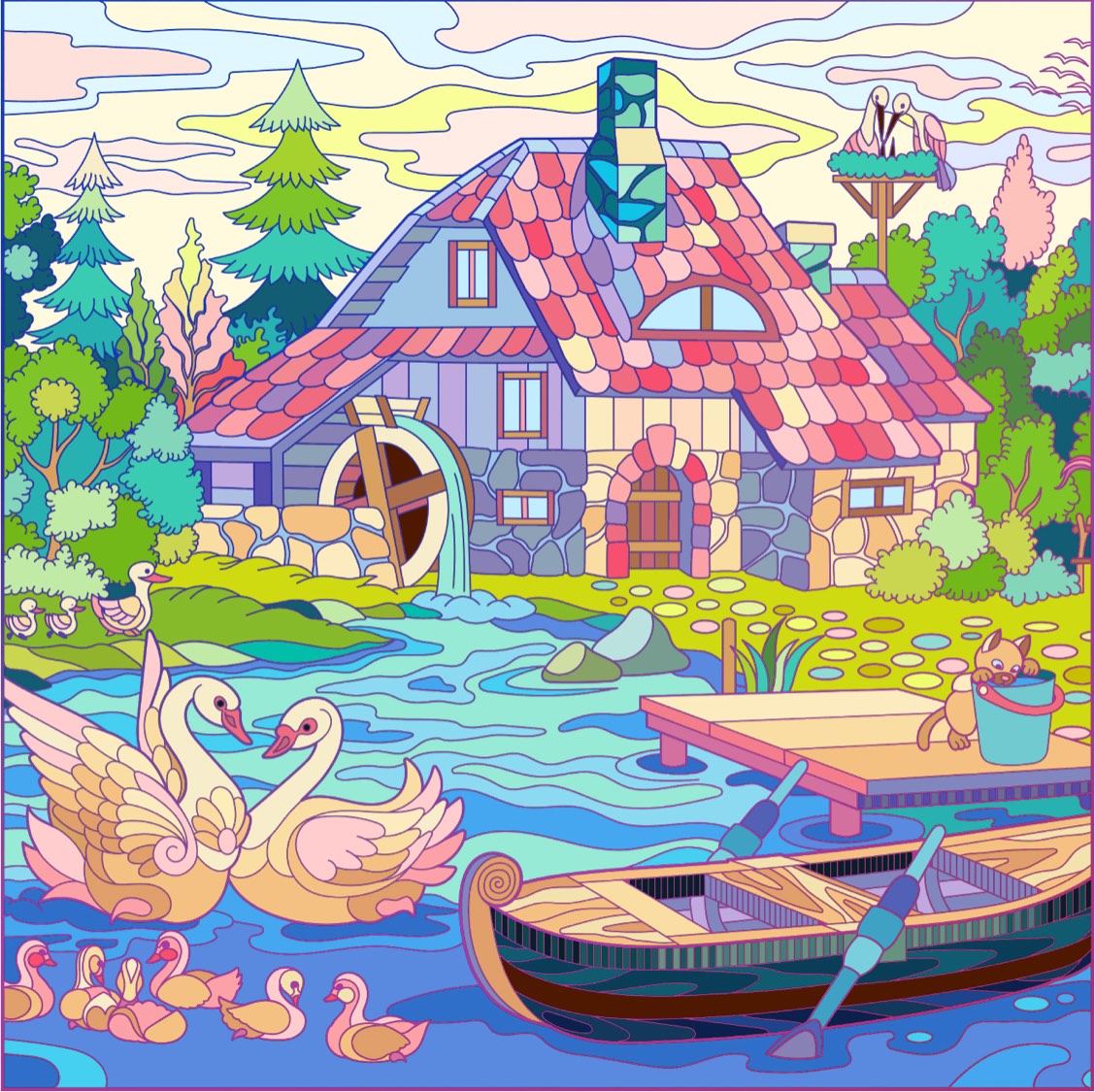 Solve Swans jigsaw puzzle online with 49 pieces