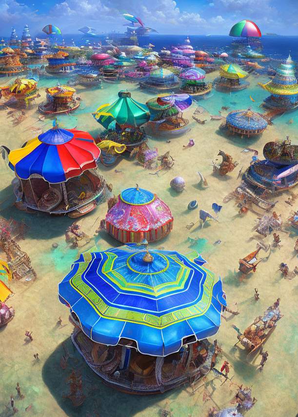 Solve Fantasy Beach Scene jigsaw puzzle online with 96 pieces