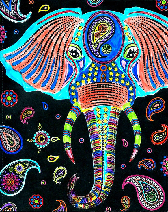Solve Safari Coloring Elephant jigsaw puzzle online with 12 pieces