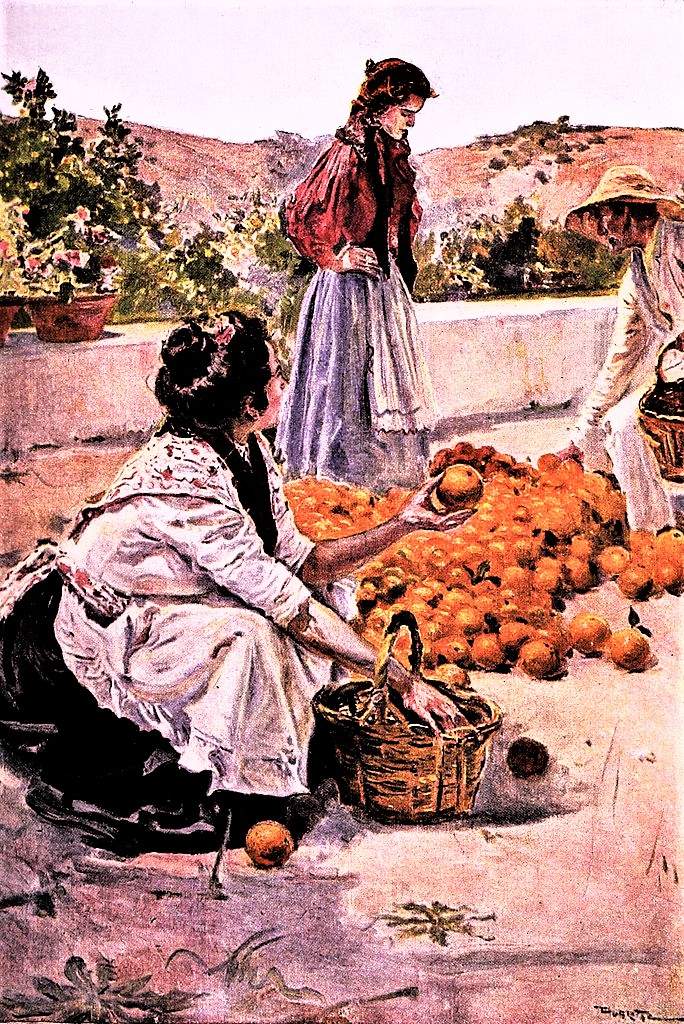 Solve Orange buyers in Córdoba jigsaw puzzle online with 77 pieces