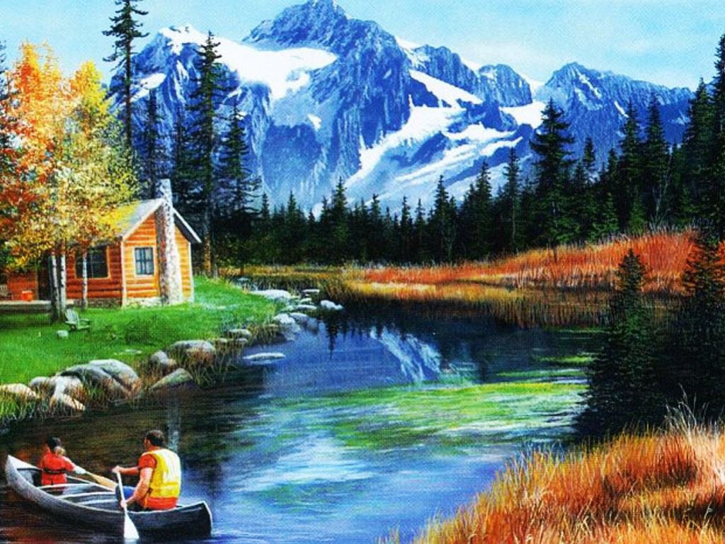 Solve Canoeing in Mountain Waters jigsaw puzzle online with 192 pieces