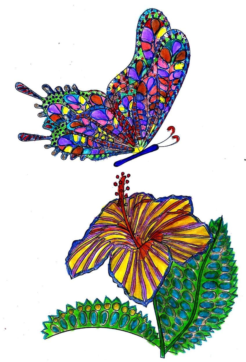 Solve Insects Coloring Butterfly jigsaw puzzle online with 70 pieces
