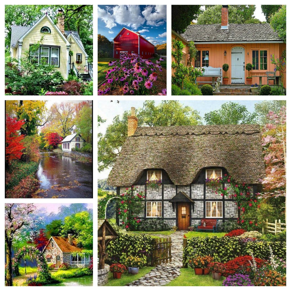 Solve ADORABLE COTTAGES jigsaw puzzle online with 100 pieces