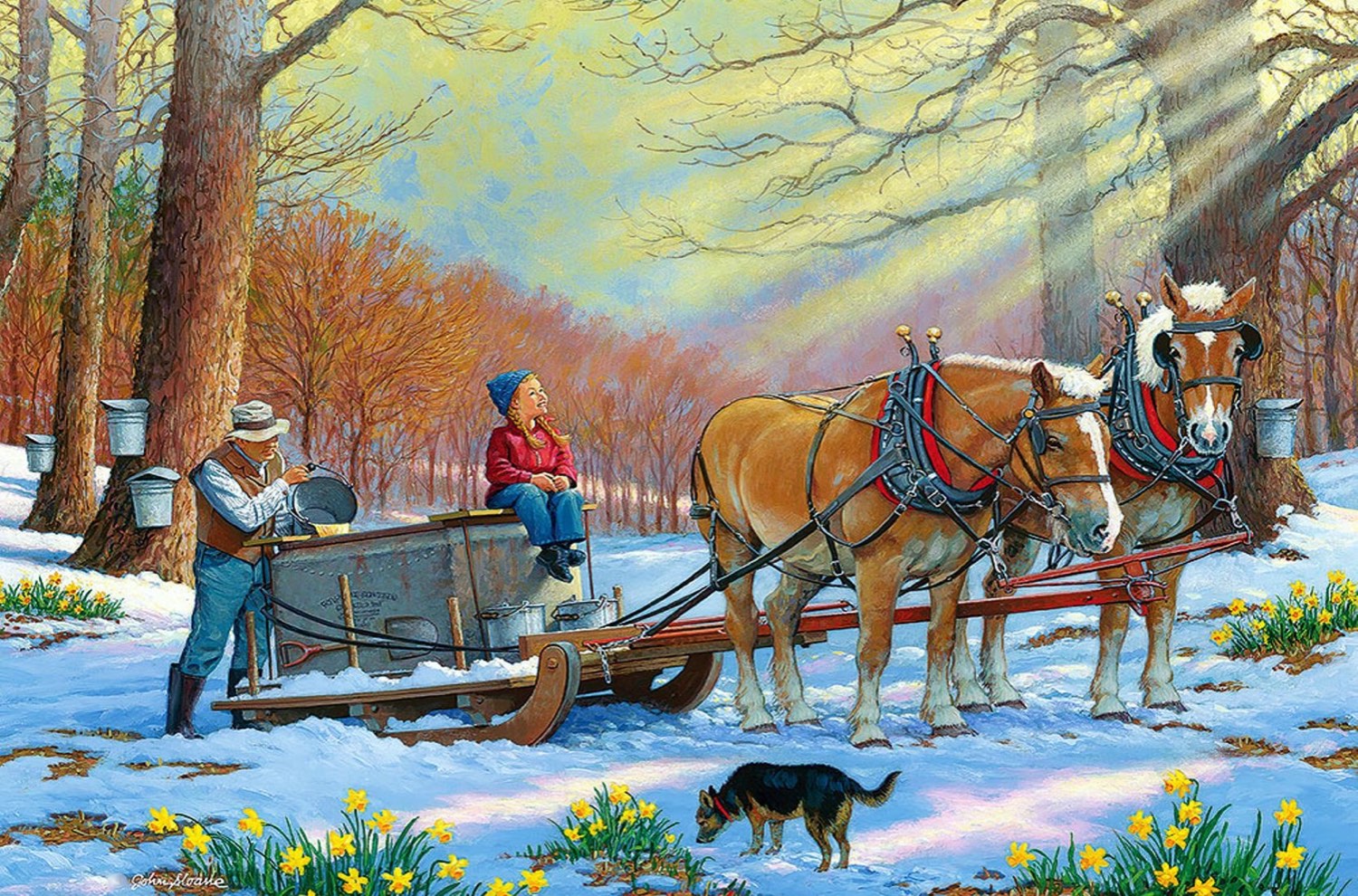 Solve Collecting Maple Syrup jigsaw puzzle online with 77 pieces