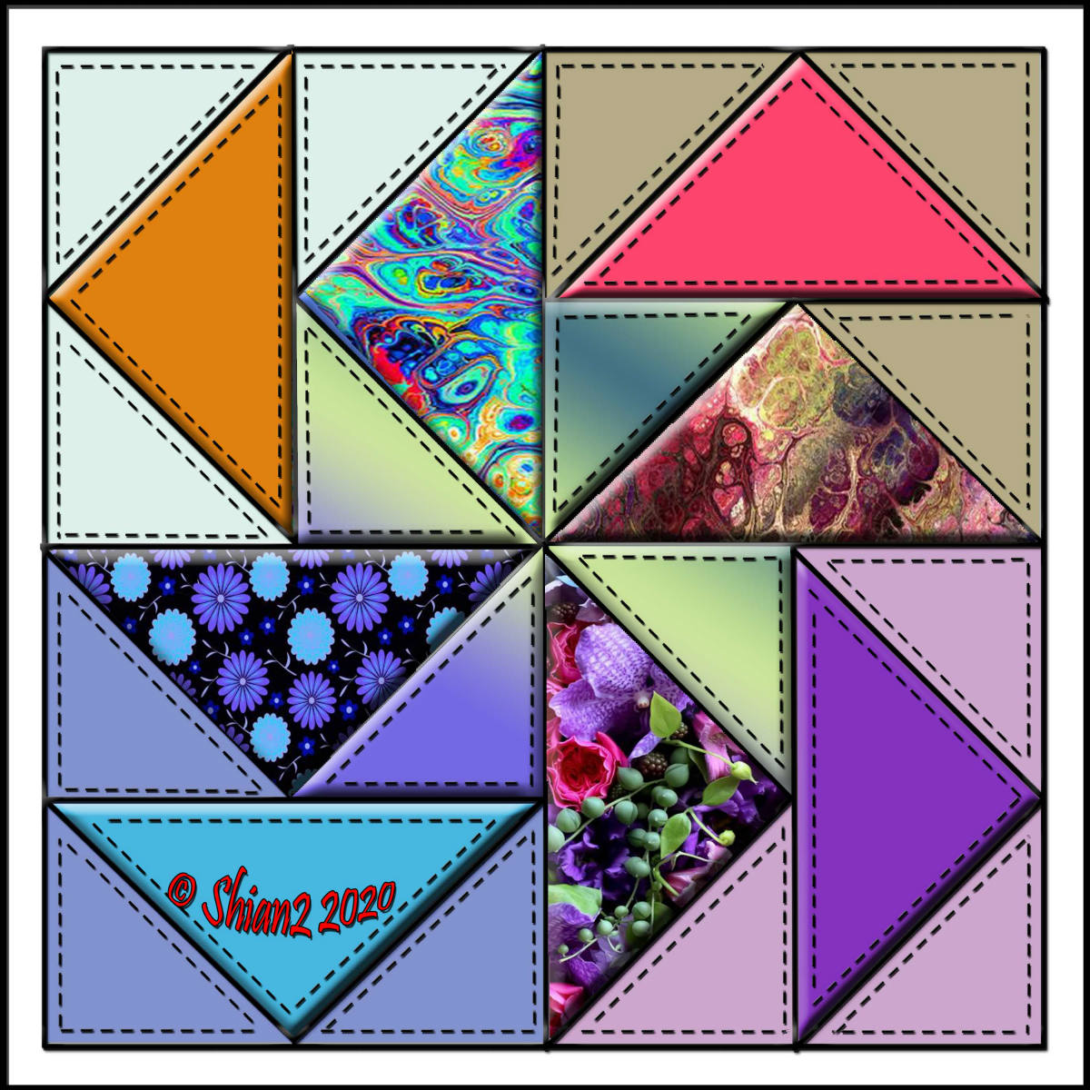 Solve Quilted Triangles jigsaw puzzle online with 144 pieces