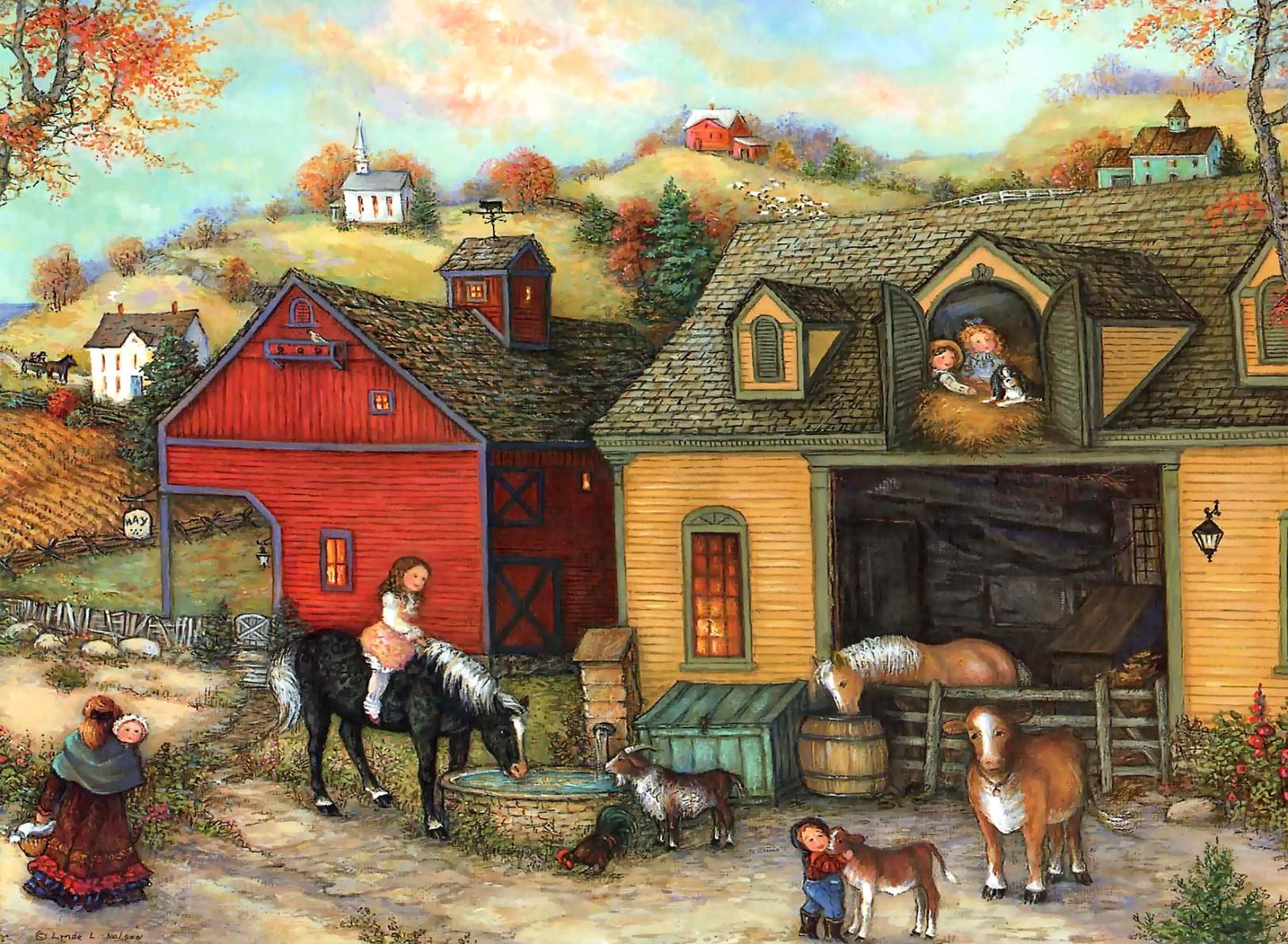 Solve Americana Folk Primitive jigsaw puzzle online with 130 pieces