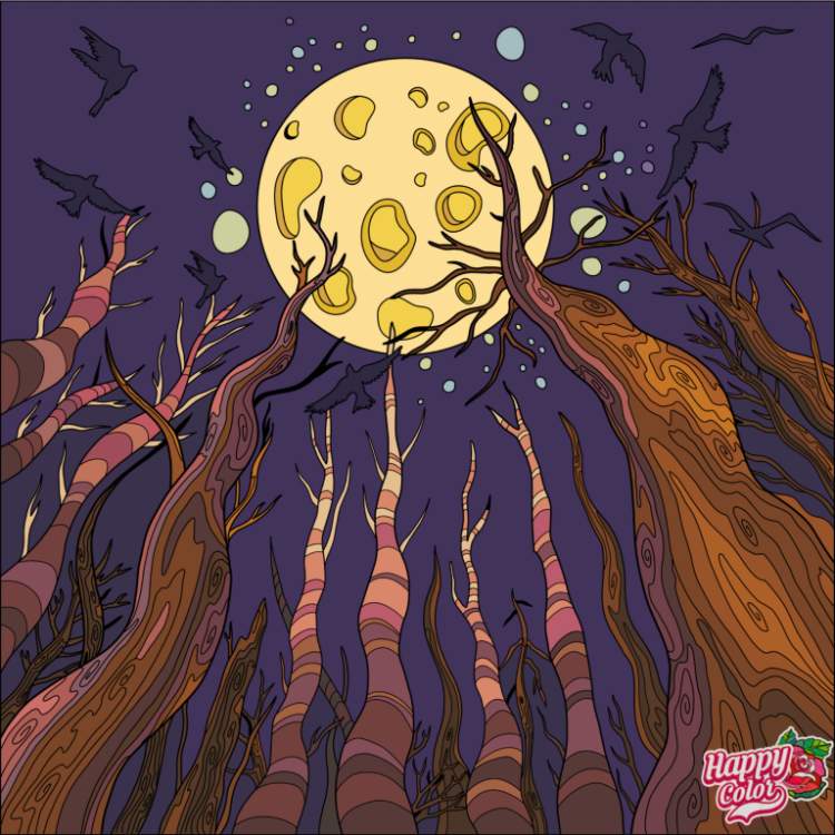 Solve Halloween Moonscape jigsaw puzzle online with 9 pieces