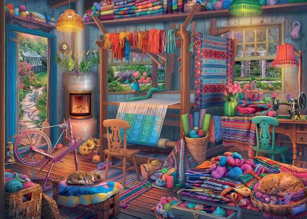 Solve THE WEAVER'S WORKSHOP- jigsaw puzzle online with 70 pieces