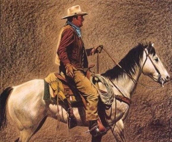 Solve "John Wayne" (crayon art) jigsaw puzzle online with 30 pieces