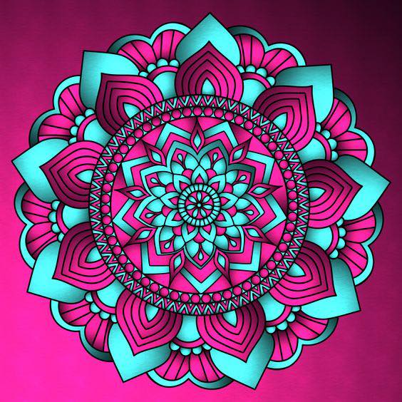 Solve Kaleidoscope, Turquoise & Dark Pink jigsaw puzzle online with 36 ...