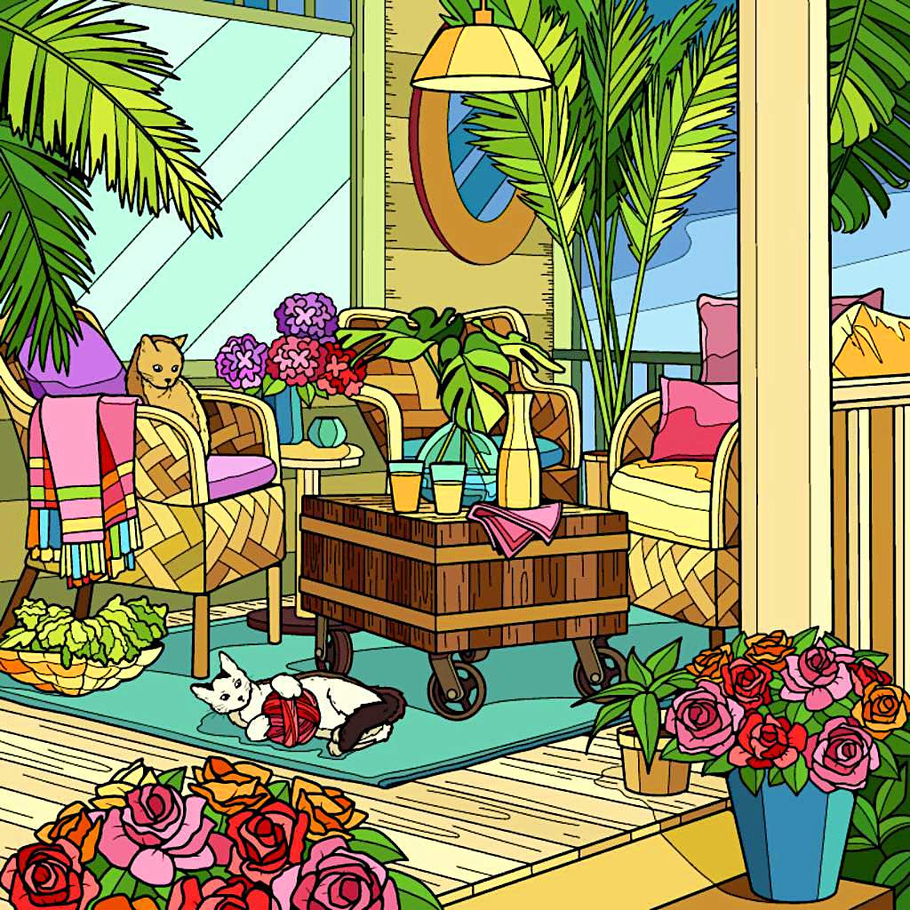 Solve Pretty Porch jigsaw puzzle online with 64 pieces