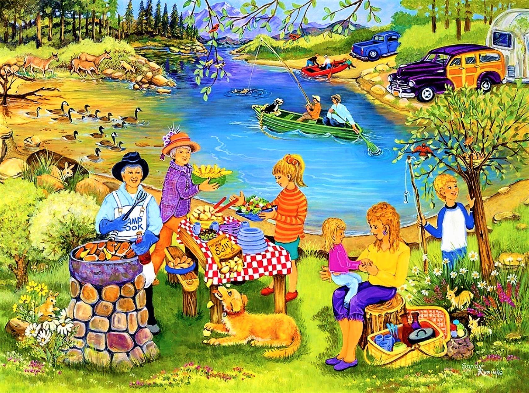 Solve Picnic on the Lake jigsaw puzzle online with 140 pieces