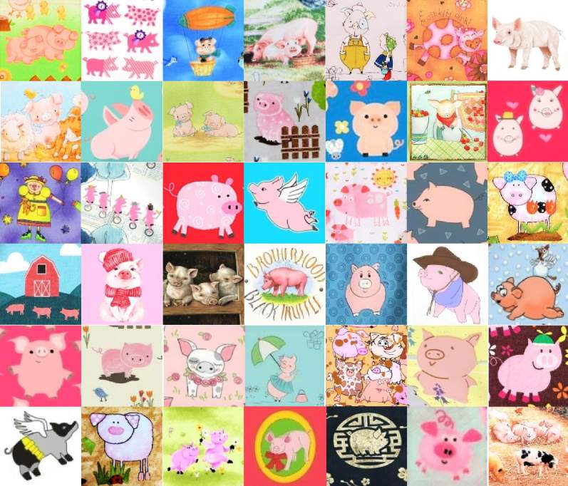 Solve .PATCHWORK PIGS 10 jigsaw puzzle online with 9 pieces
