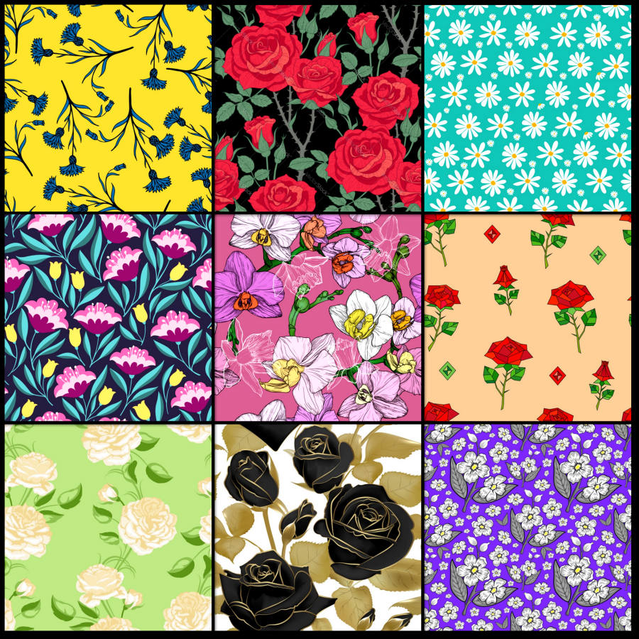 Solve Flower patterns 86 jigsaw puzzle online with 81 pieces