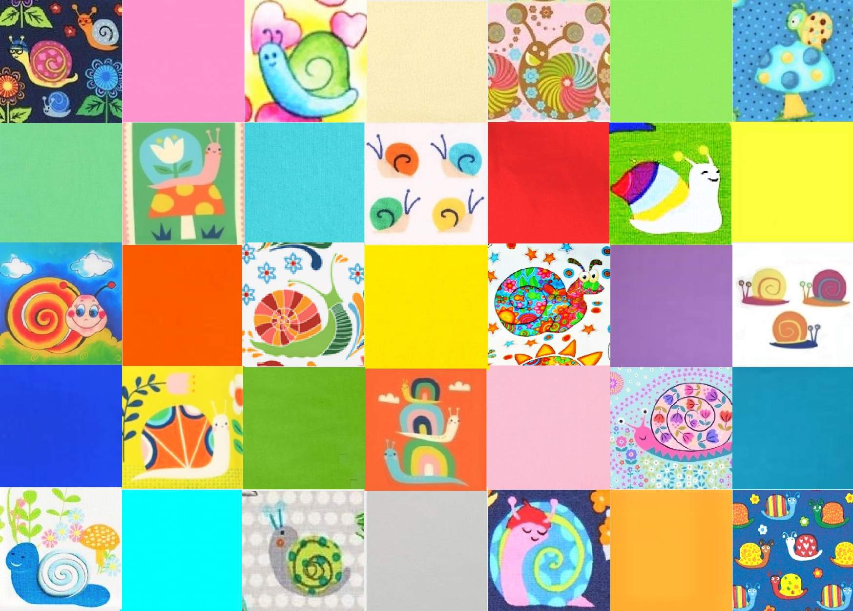 Solve PATCHWORK COLORBLOCK SNAILS jigsaw puzzle online with 140 pieces