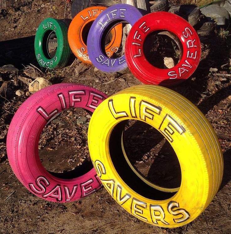 Solve Street Art--Recycled Tires jigsaw puzzle online with 81 pieces