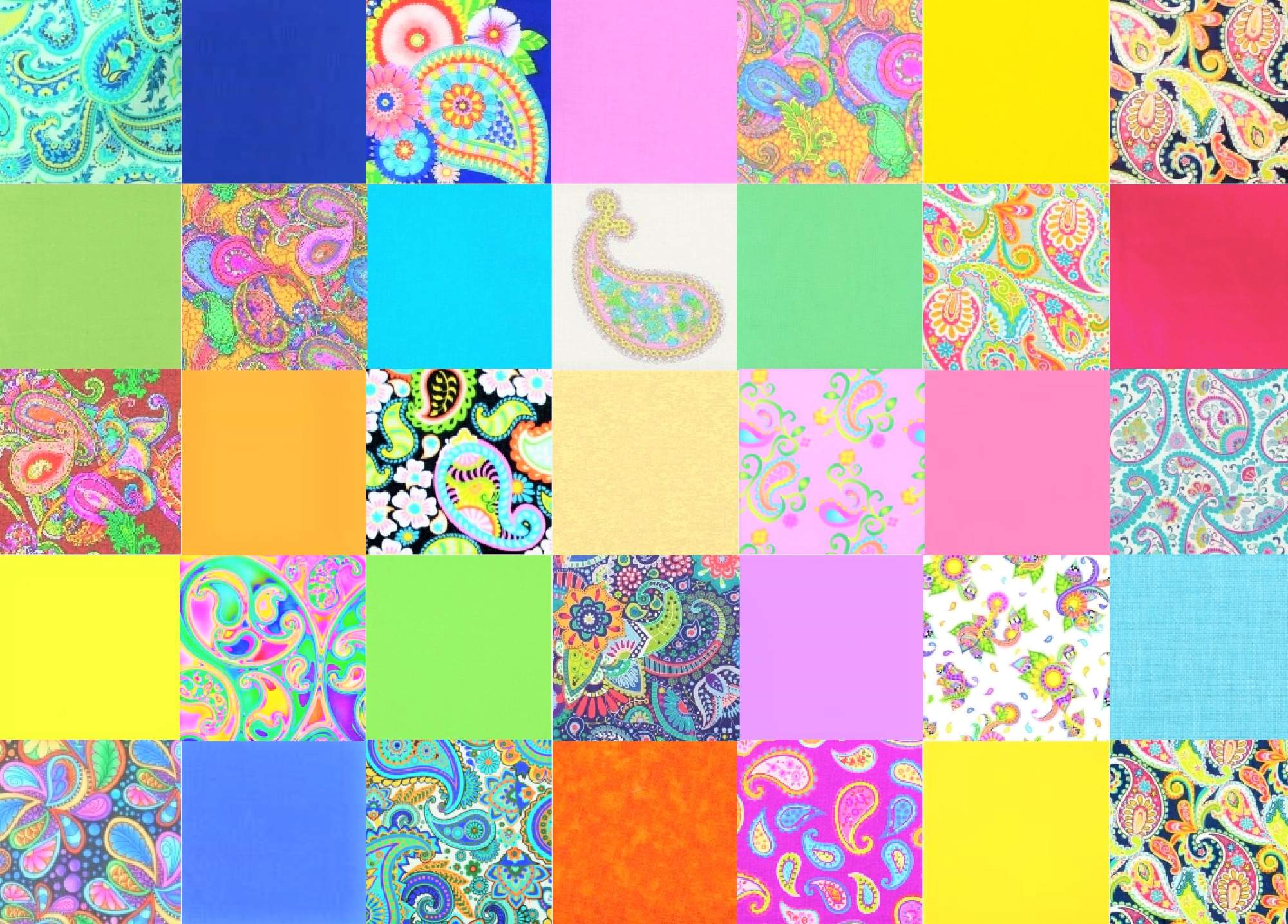Solve PATCHWORK COLORBLOCK PAISLEY 2 jigsaw puzzle online with 252 pieces