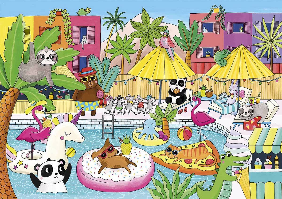 Solve POOL PARTY jigsaw puzzle online with 140 pieces