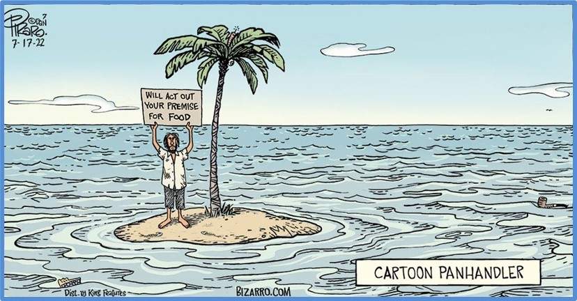 Solve Cartoon Panhandler (Piraro-7) jigsaw puzzle online with 32 pieces